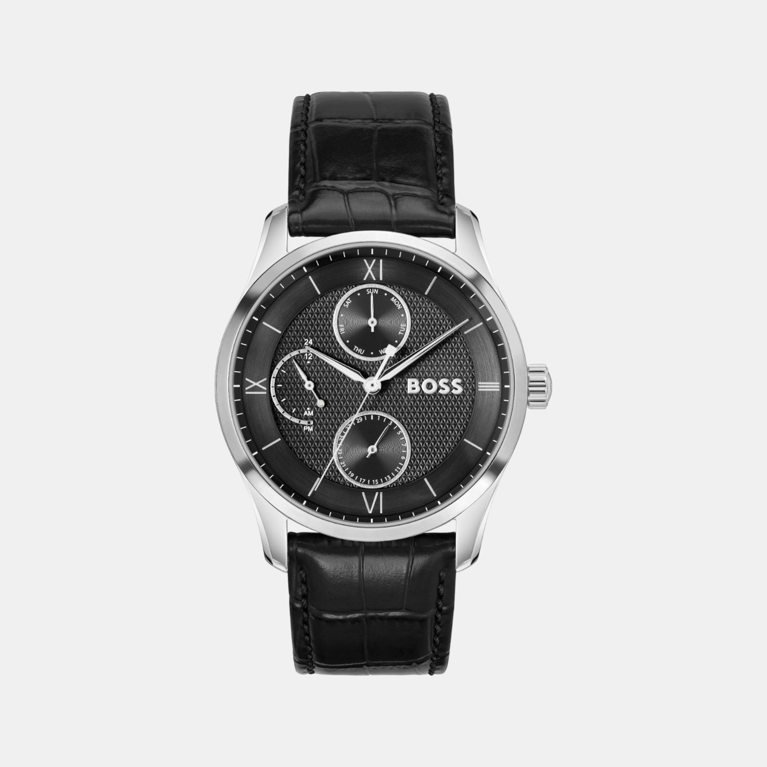Boss Principle Master Men Black Leather Watch 1514272 – Just In Time