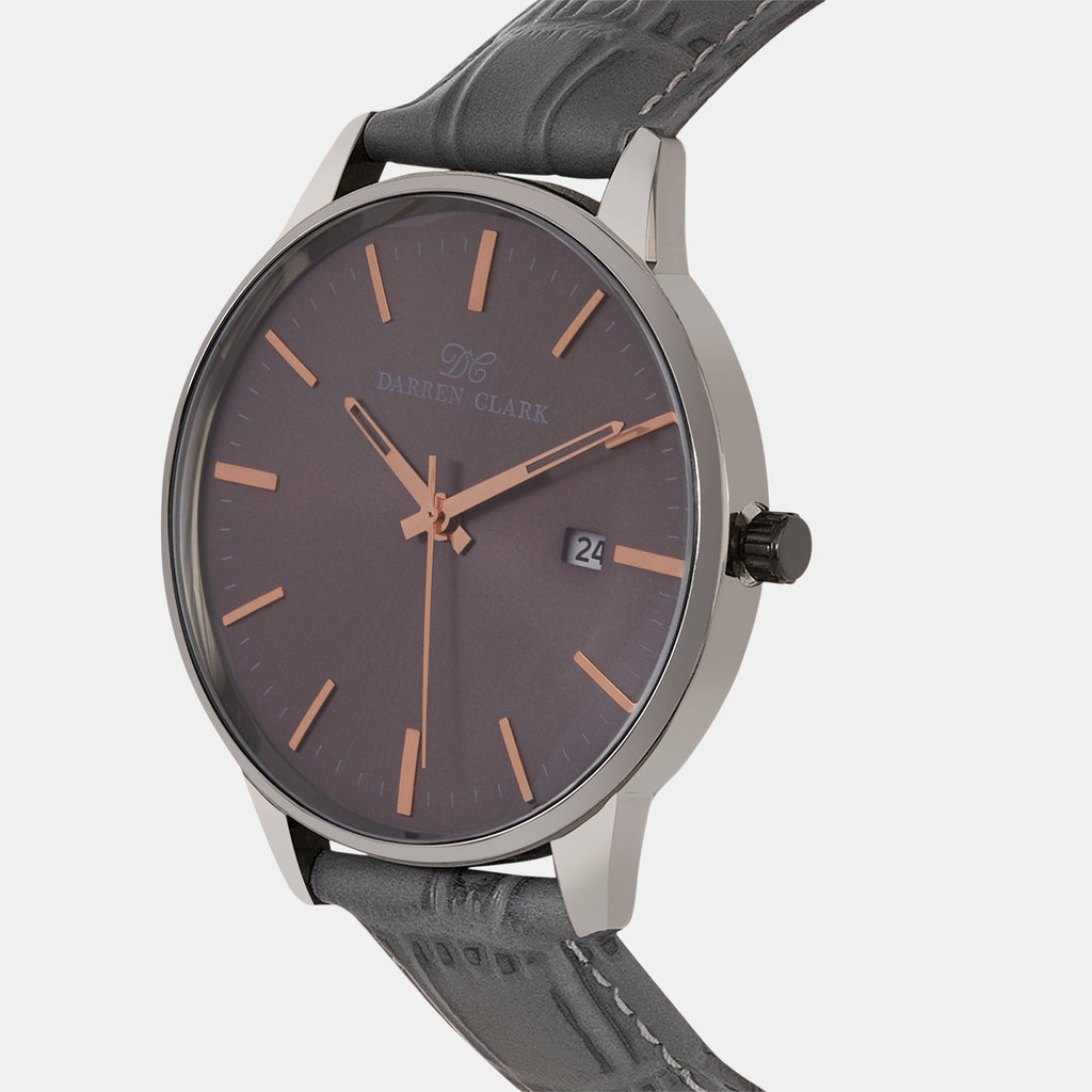 Darren Clark Men Quartz Grey Dial Analog Leather Watch 1001I-L0404 ...