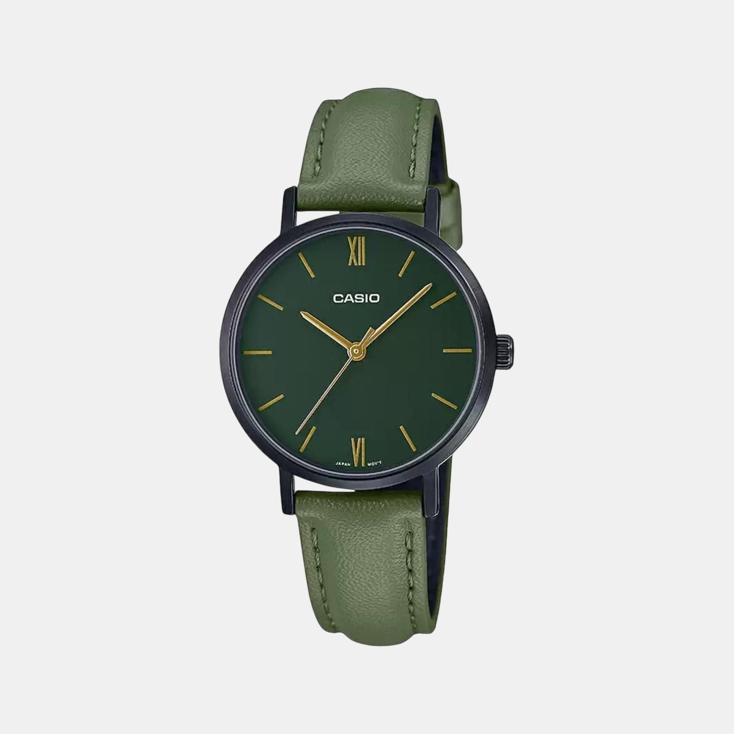 Casio Enticer Women Green Leather Watch A2002 – Just In Time