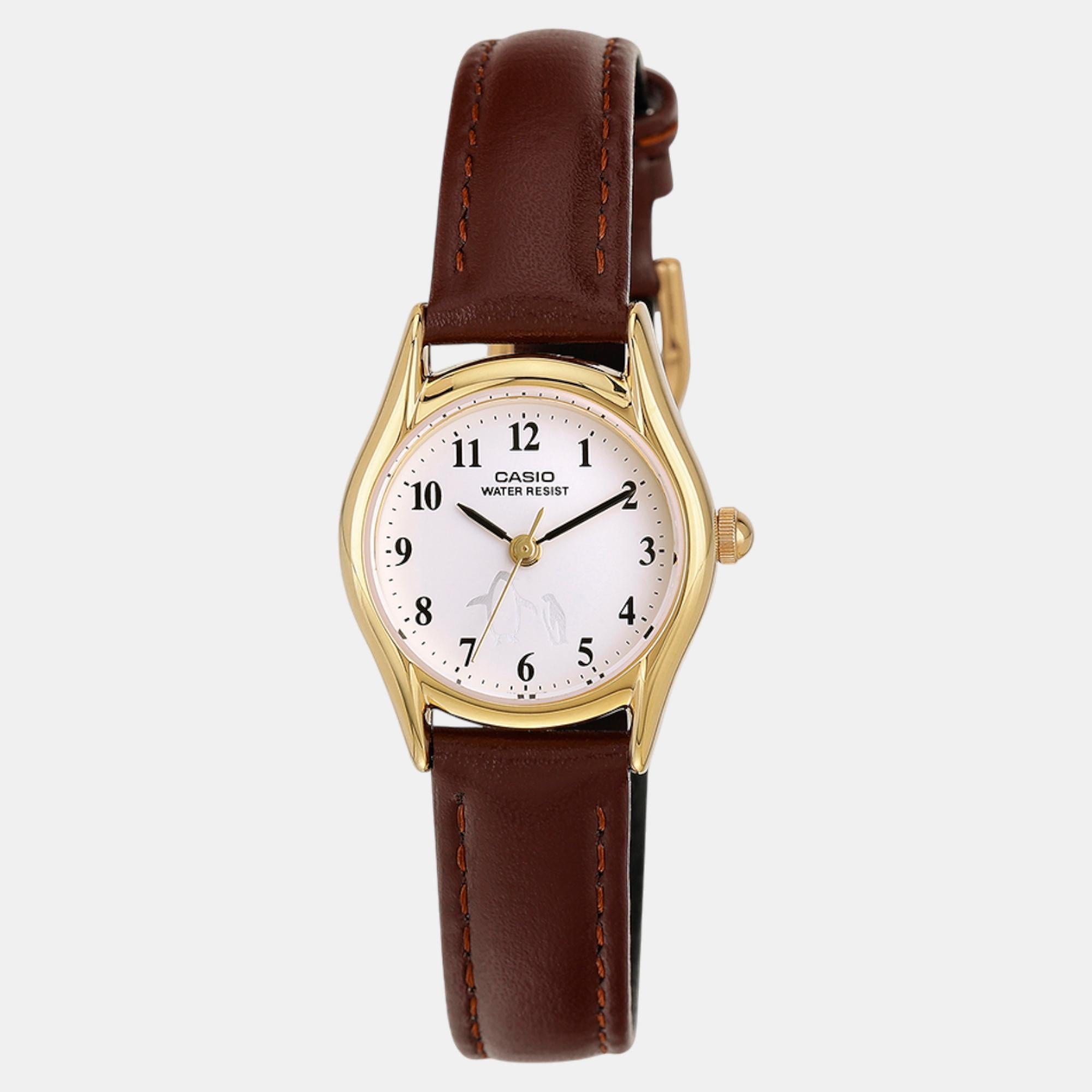 Casio Enticer Women Quartz White Dial Analog Leather Watch A2266 – Just ...