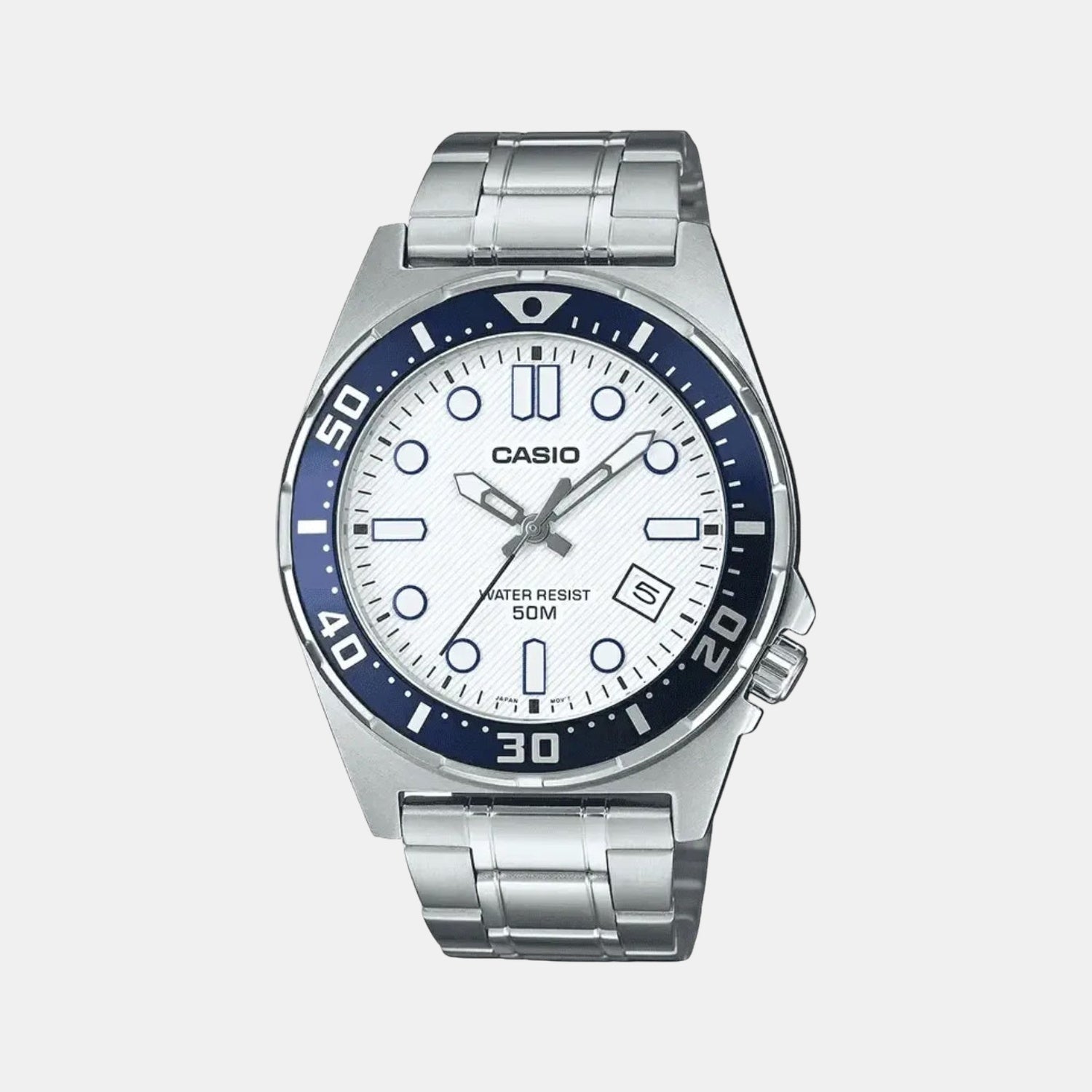 Casio Enticer Men White Stainless Steel Watch A2379 – Just In Time