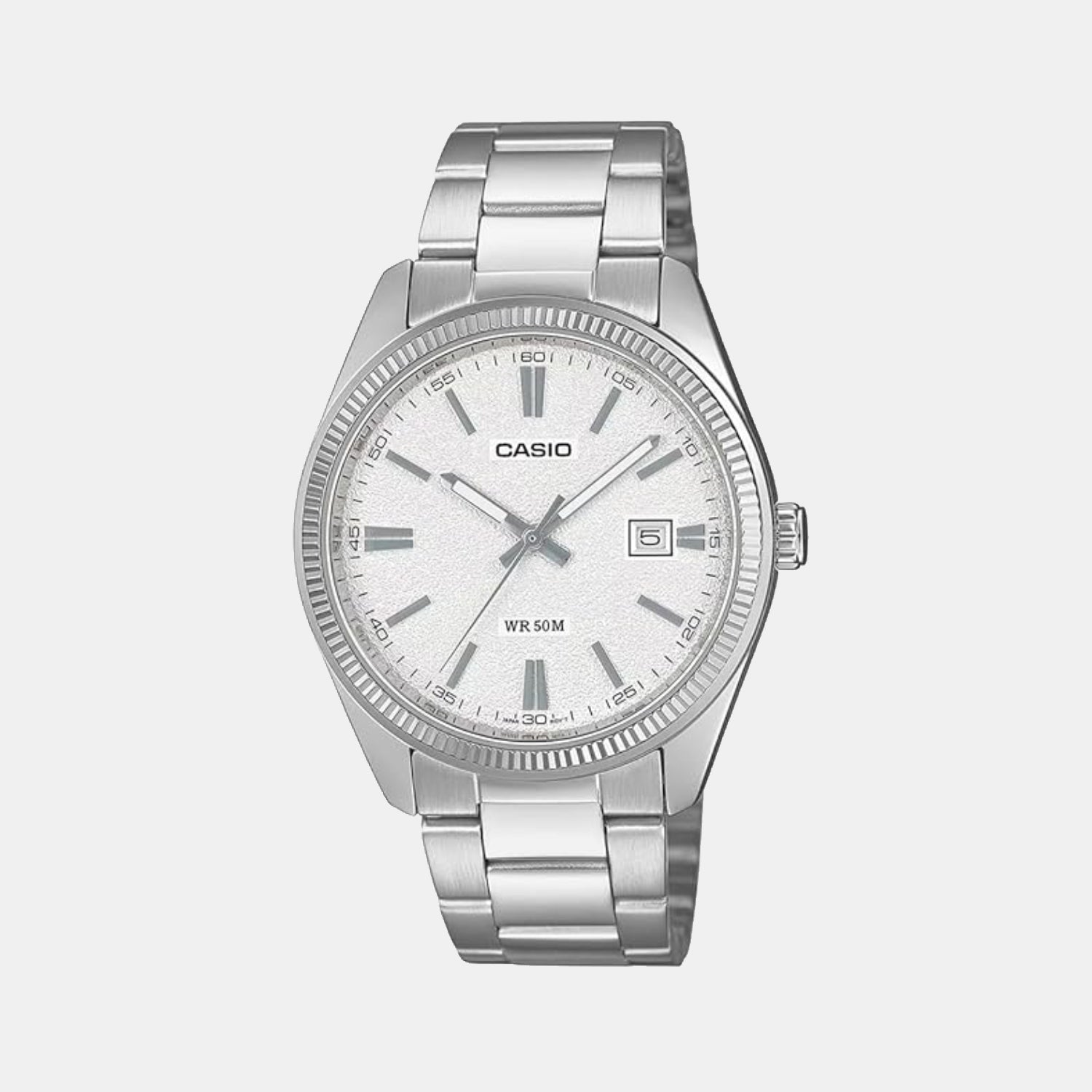 Casio Enticer Men White Stainless Steel Watch A2488 – Just In Time