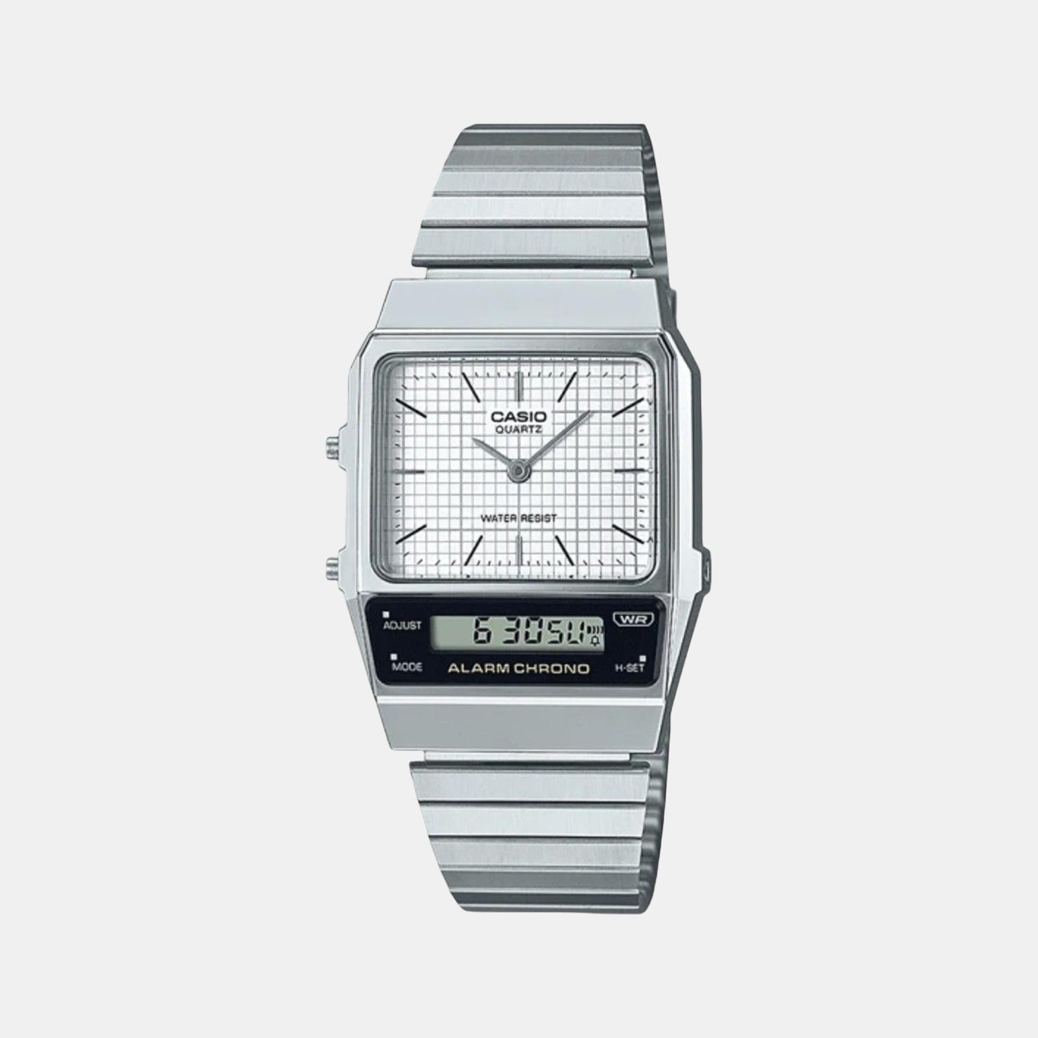 Casio Vintage Men Quartz White Dial Analog-Digital Stainless Steel ...