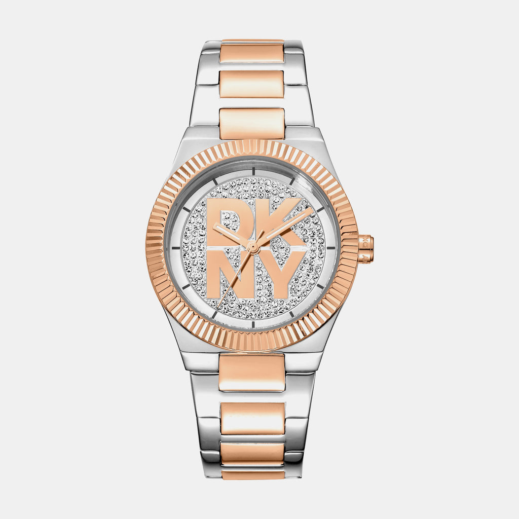 Logo Women Quartz Silver Dial Analog Stainless Steel Watch DK1L102M025 ...