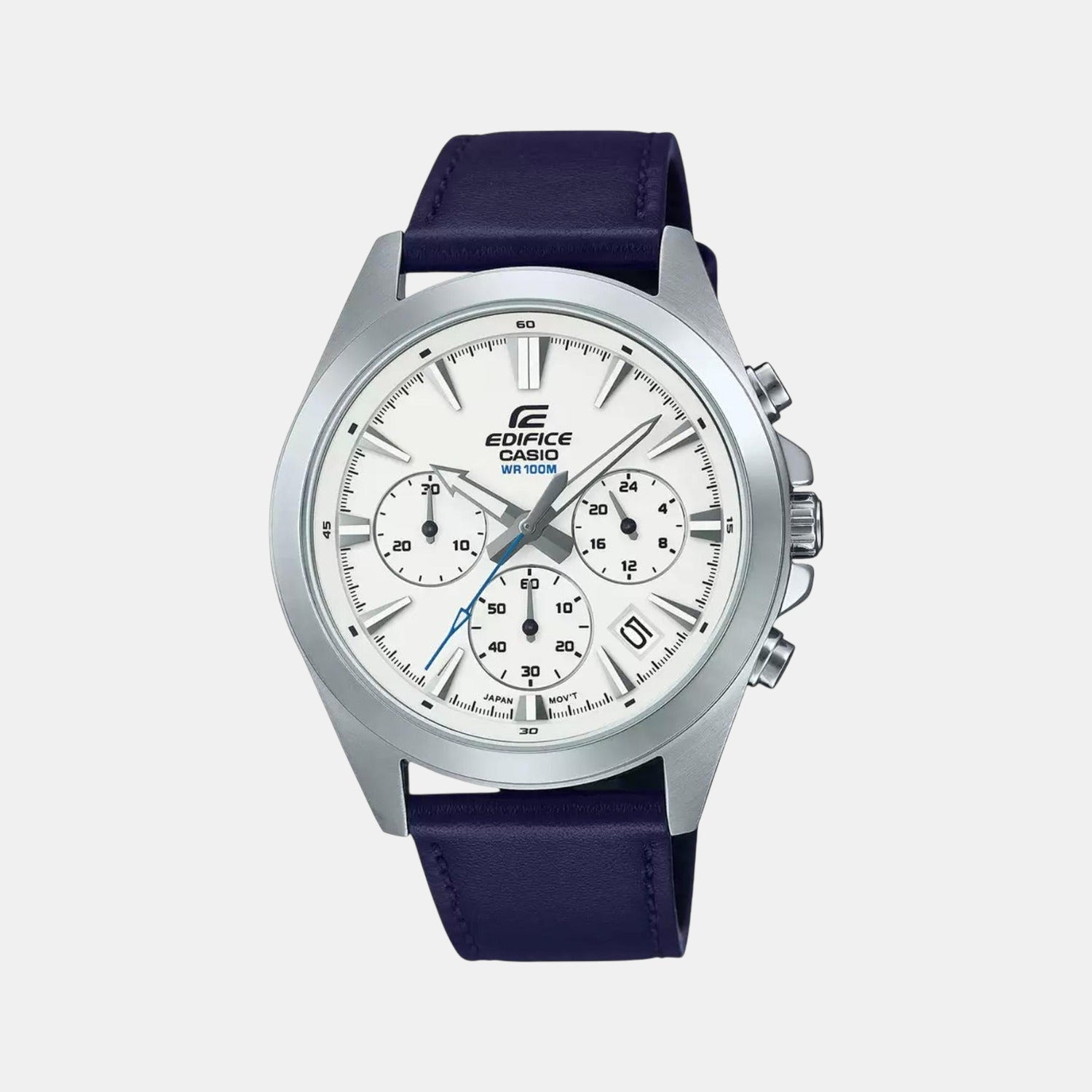 Casio Edifice Men White Chronograph Leather Watch ED543 – Just In Time