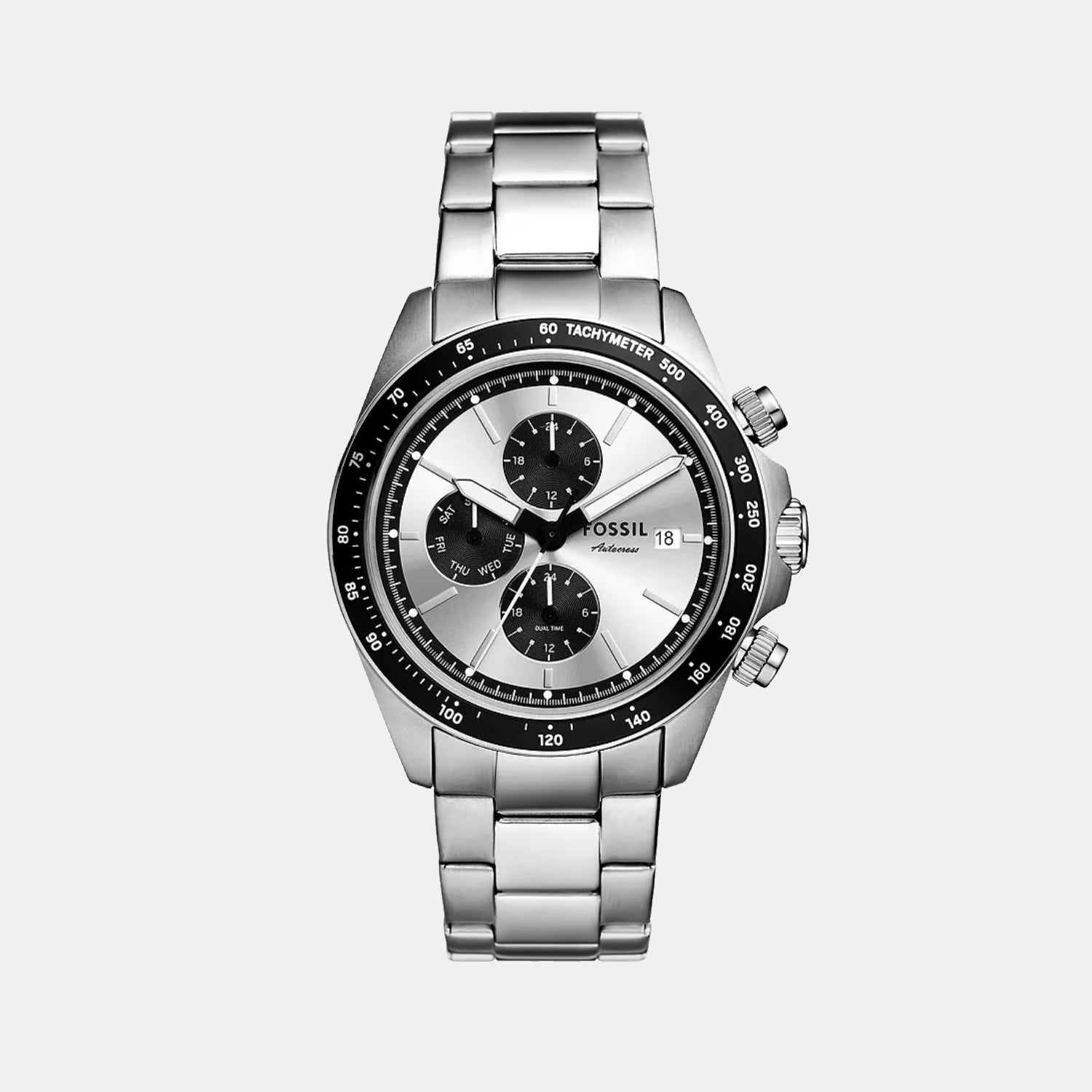 Fossil Autocross Men Silver Stainless Steel Watch FS6124 – Just In Time
