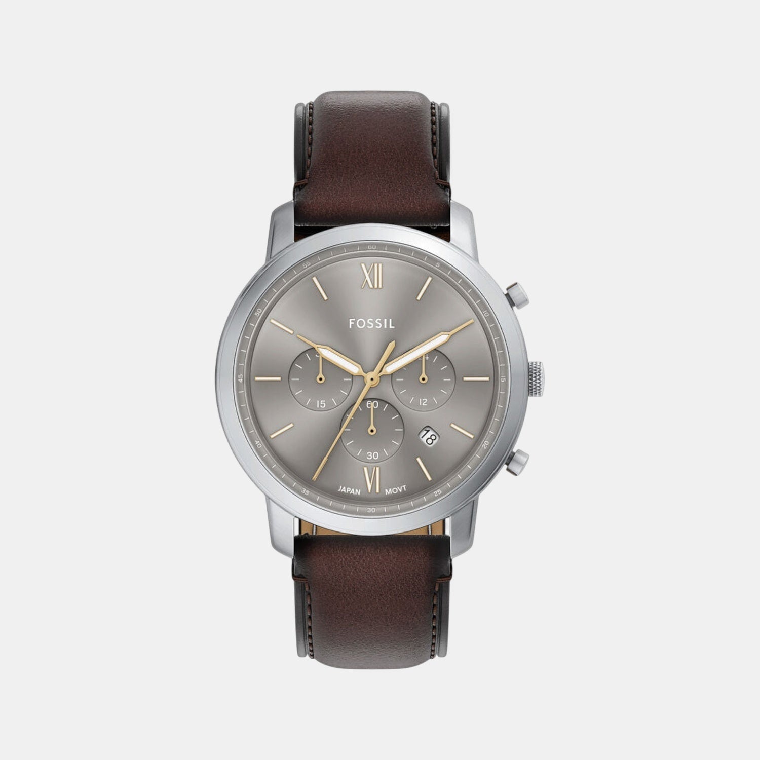 Fossil Neutra Men Grey Chronograph Leather Watch FS6129 – Just In Time