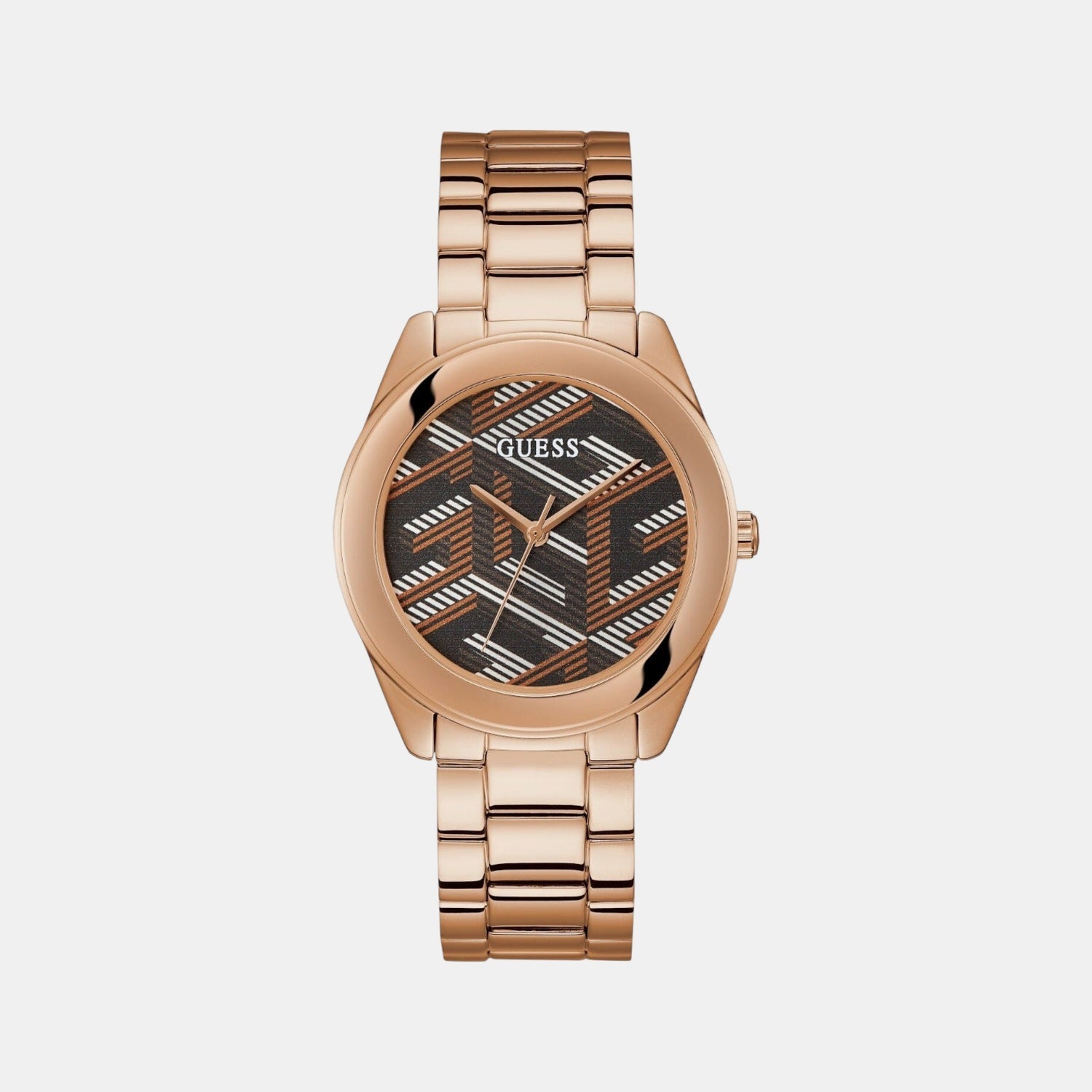 Guess Cubed Women Brown Stainless Steel Watch GW0607L3 – Just In Time