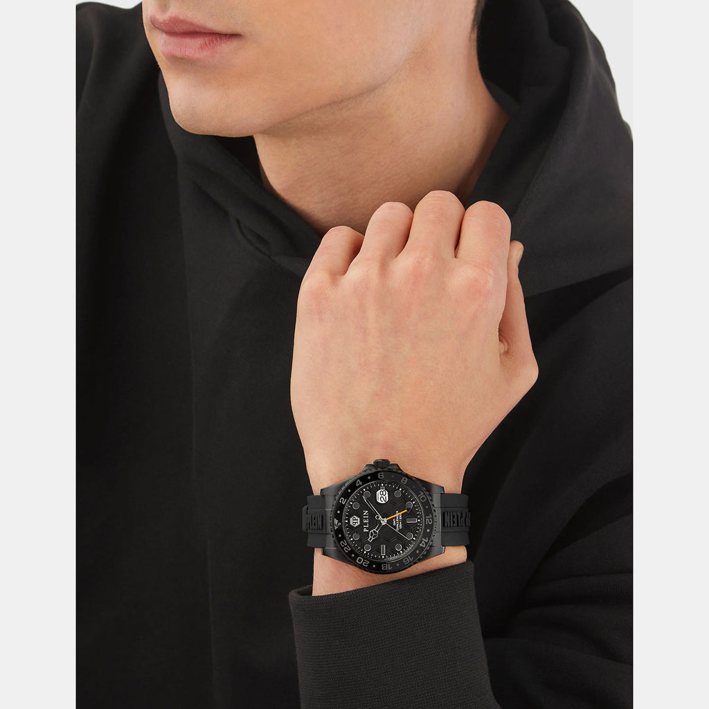 GMT-I Challenger Men Quartz Black Dial Analog Silicone Watch PWYBA1023 ...