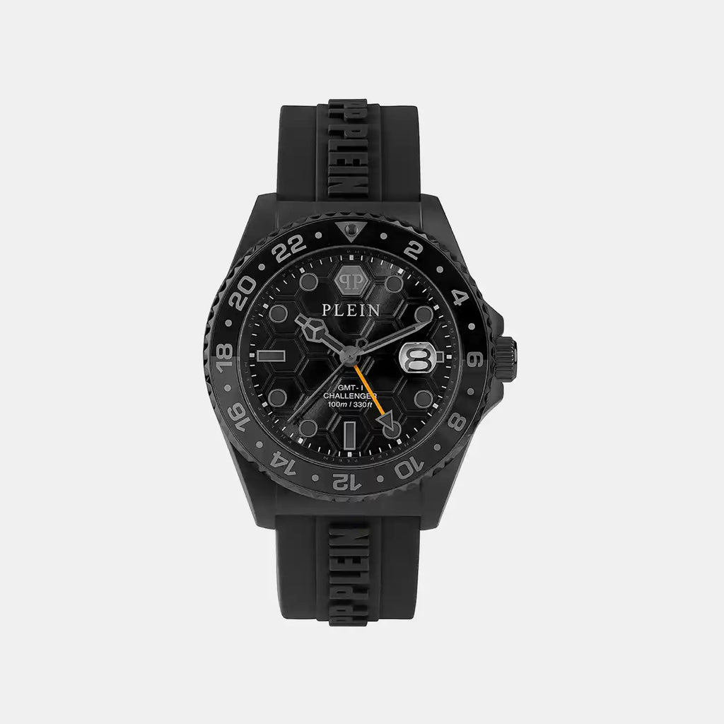 GMT-I Challenger Men Quartz Black Dial Analog Silicone Watch PWYBA1023 ...