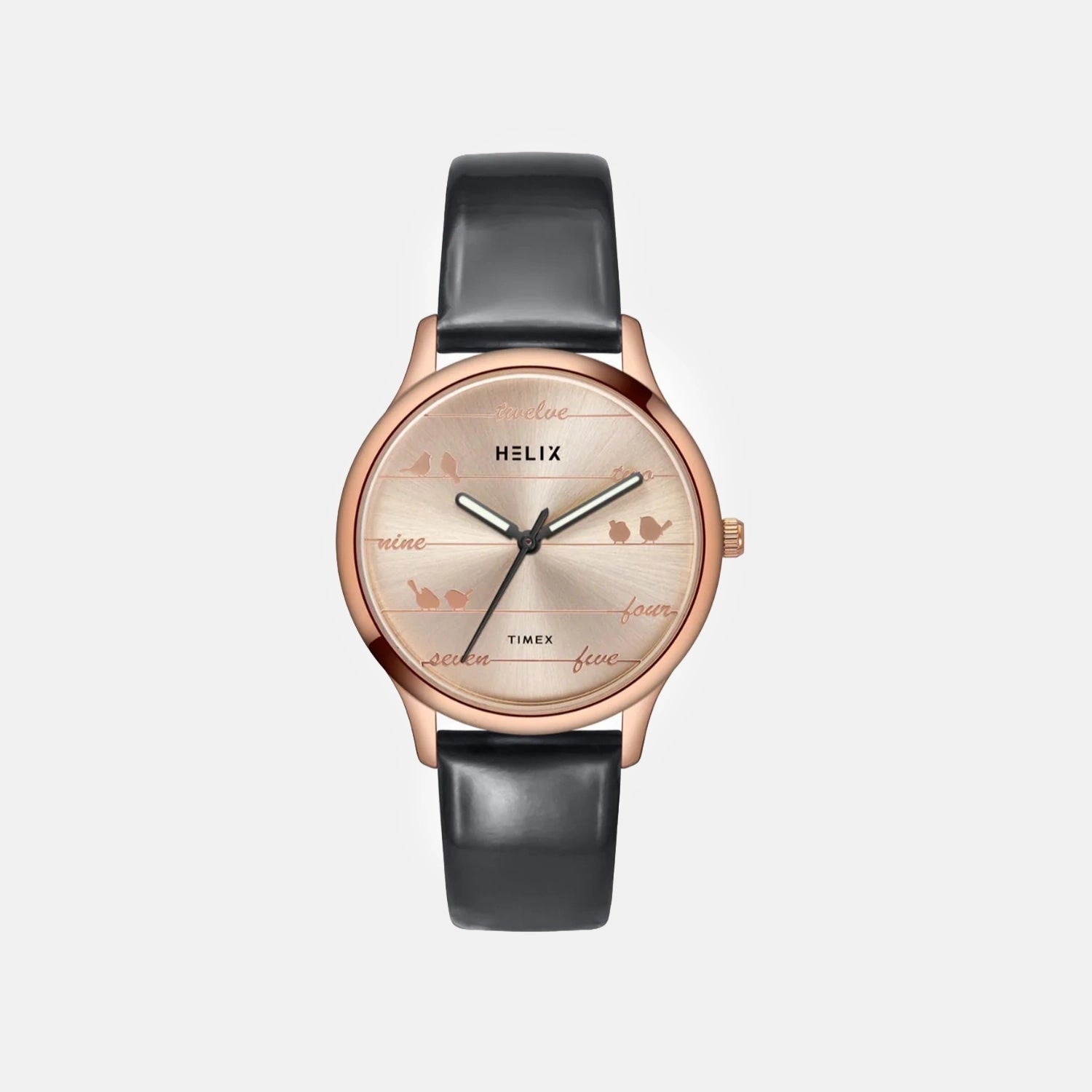 Helix Women Quartz Rose Gold Dial Analog Leather Watch TW060HL02T ...