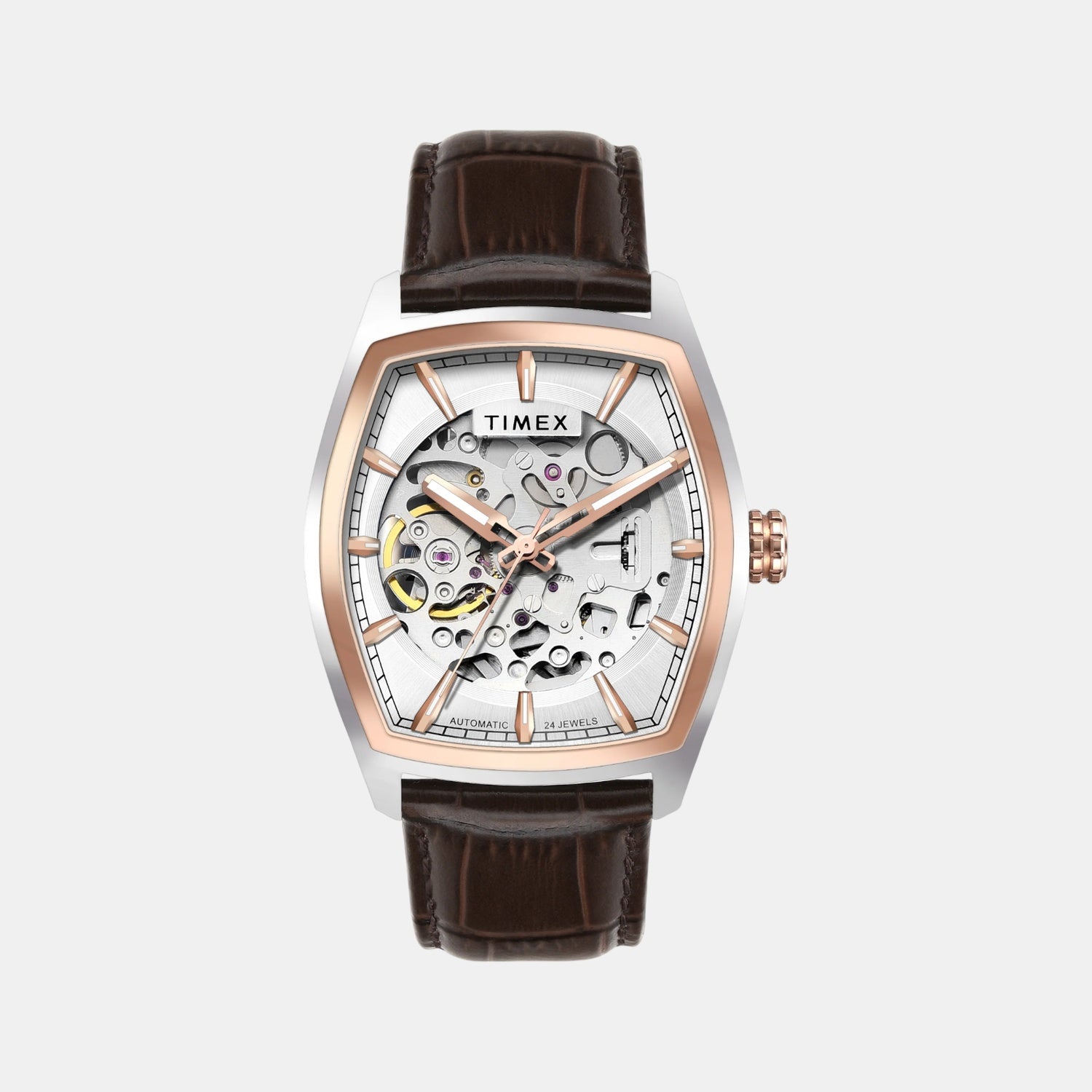 Timex Fashion Men Automatic Silver Dial Analog Leather Watch TWEG25901 ...