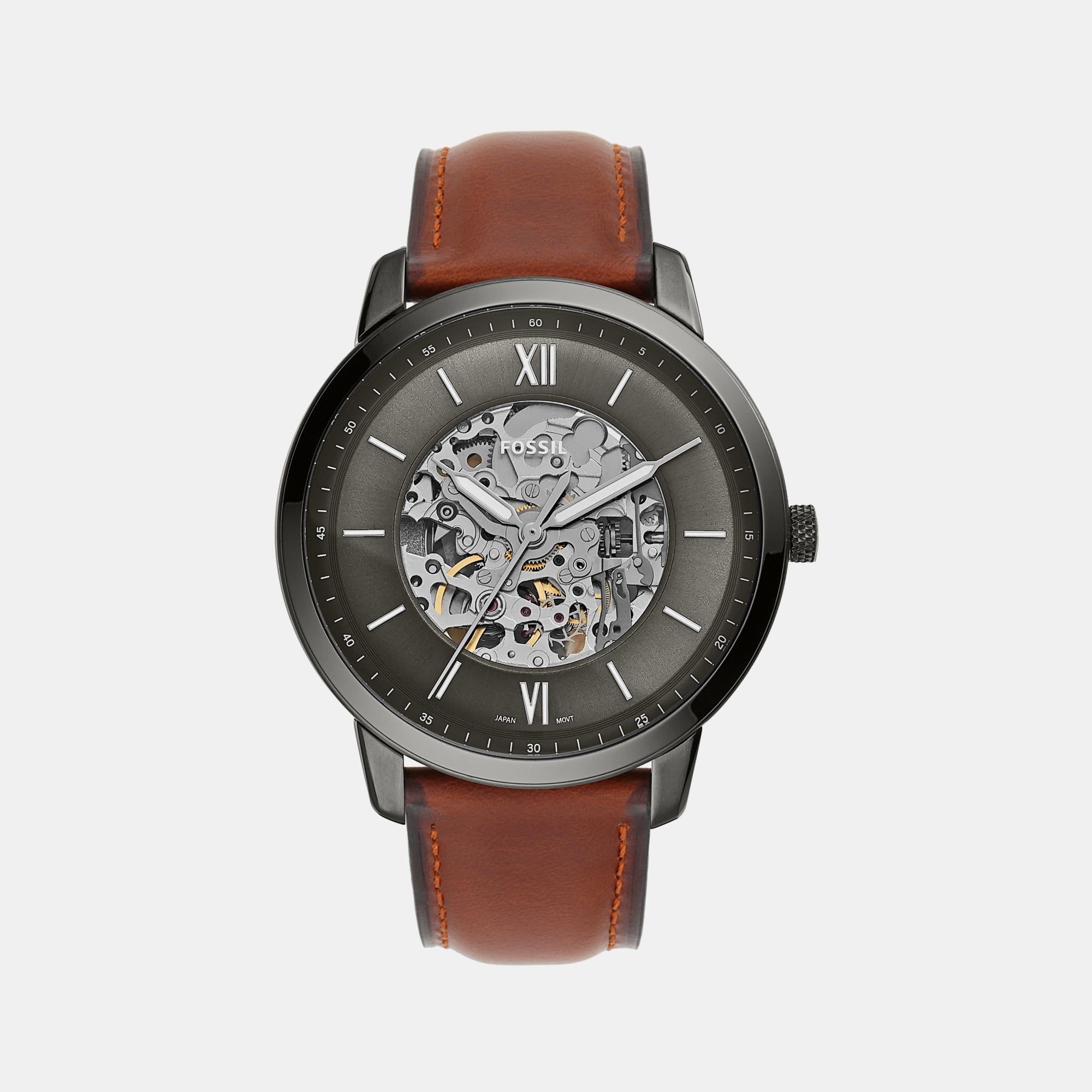 Fossil Neutra Men Automatic Smoke Dial Analog Leather Watch ME3161 ...