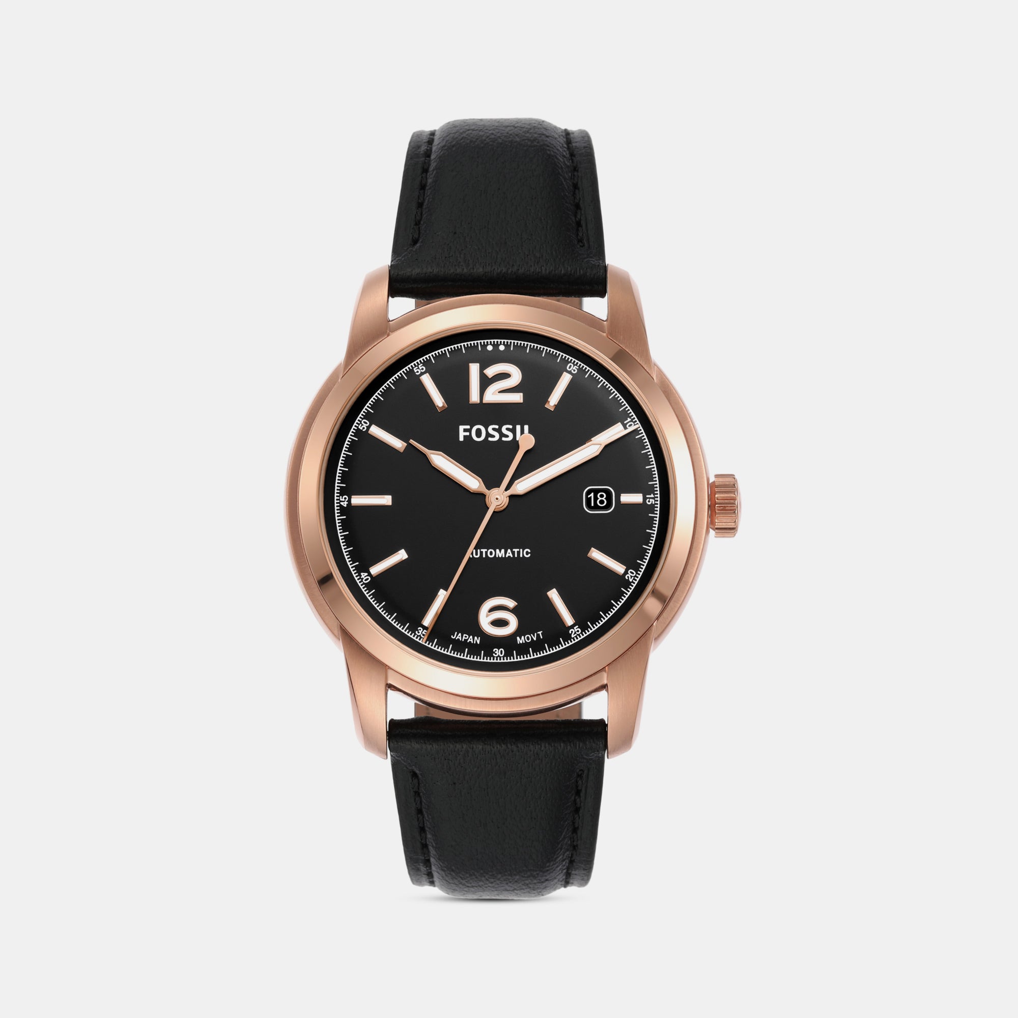 Fossil Heritage Men Automatic Black Dial Analog Leather Watch ME3222 ...