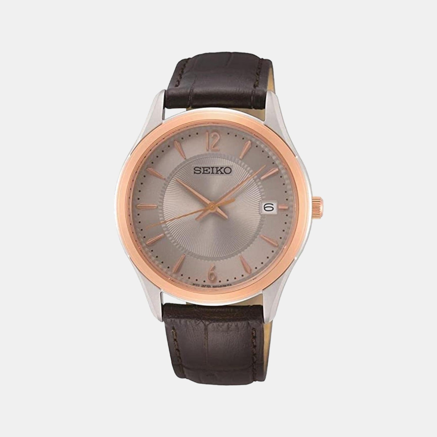 Seiko Men Quartz White Dial Analog Leather Watch SUR422P1 – Just In Time