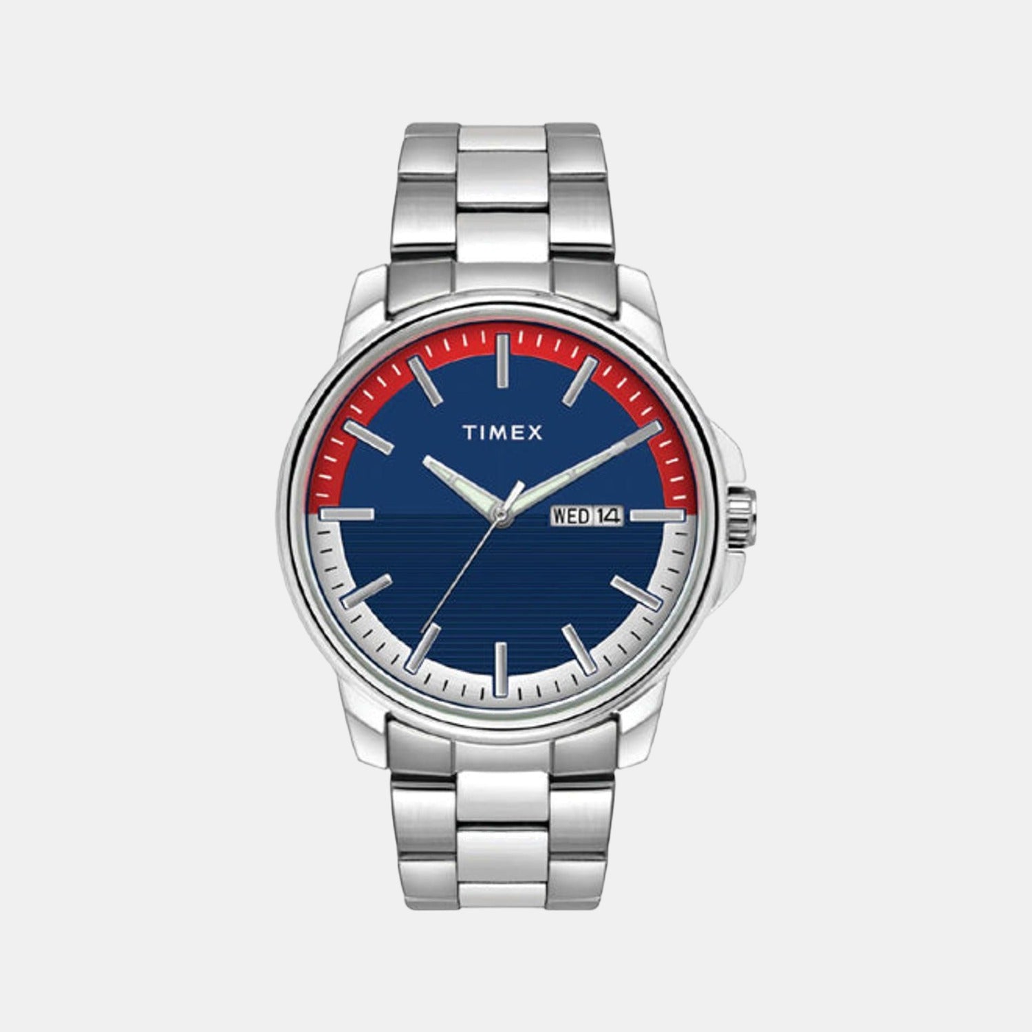 Timex Fashion Men Quartz Blue Dial Analog Stainless Steel Watch ...