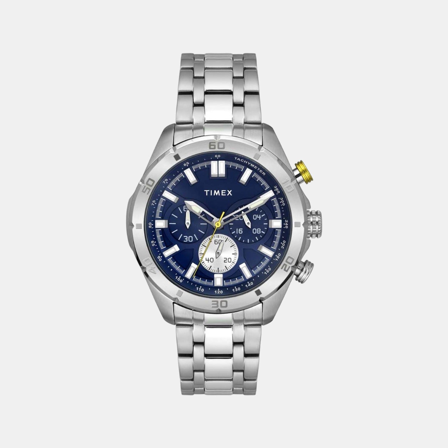 Timex E Class Men Quartz Blue Dial Chronograph Stainless Steel Watch ...